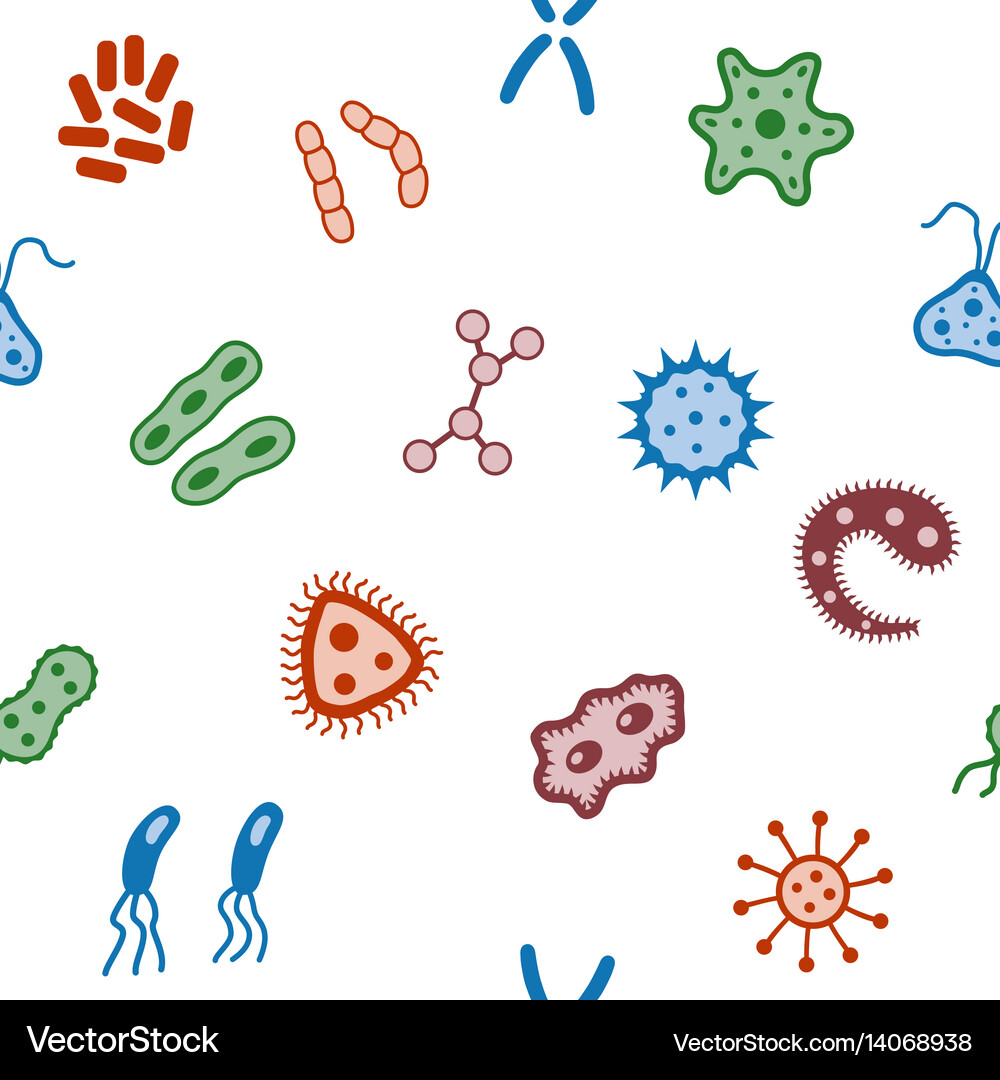 Seamless background of bacteria microbe virus Vector Image