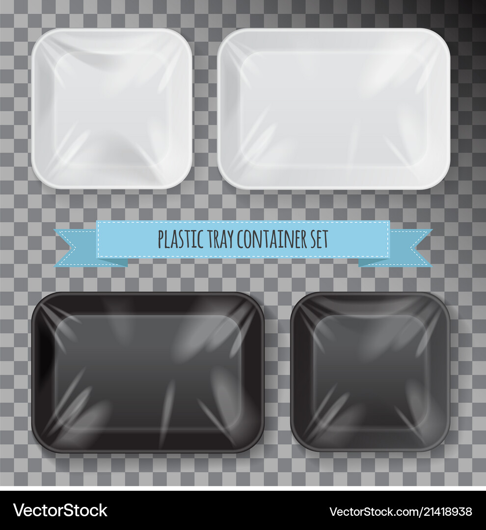 Set of black and white rectangle styrofoam plastic