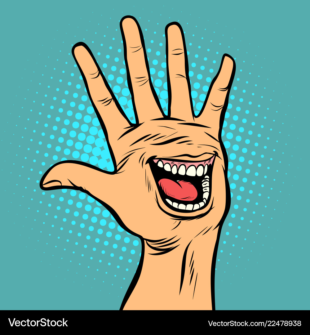 Smile joy emotion hi five hand gesture Royalty Free Vector