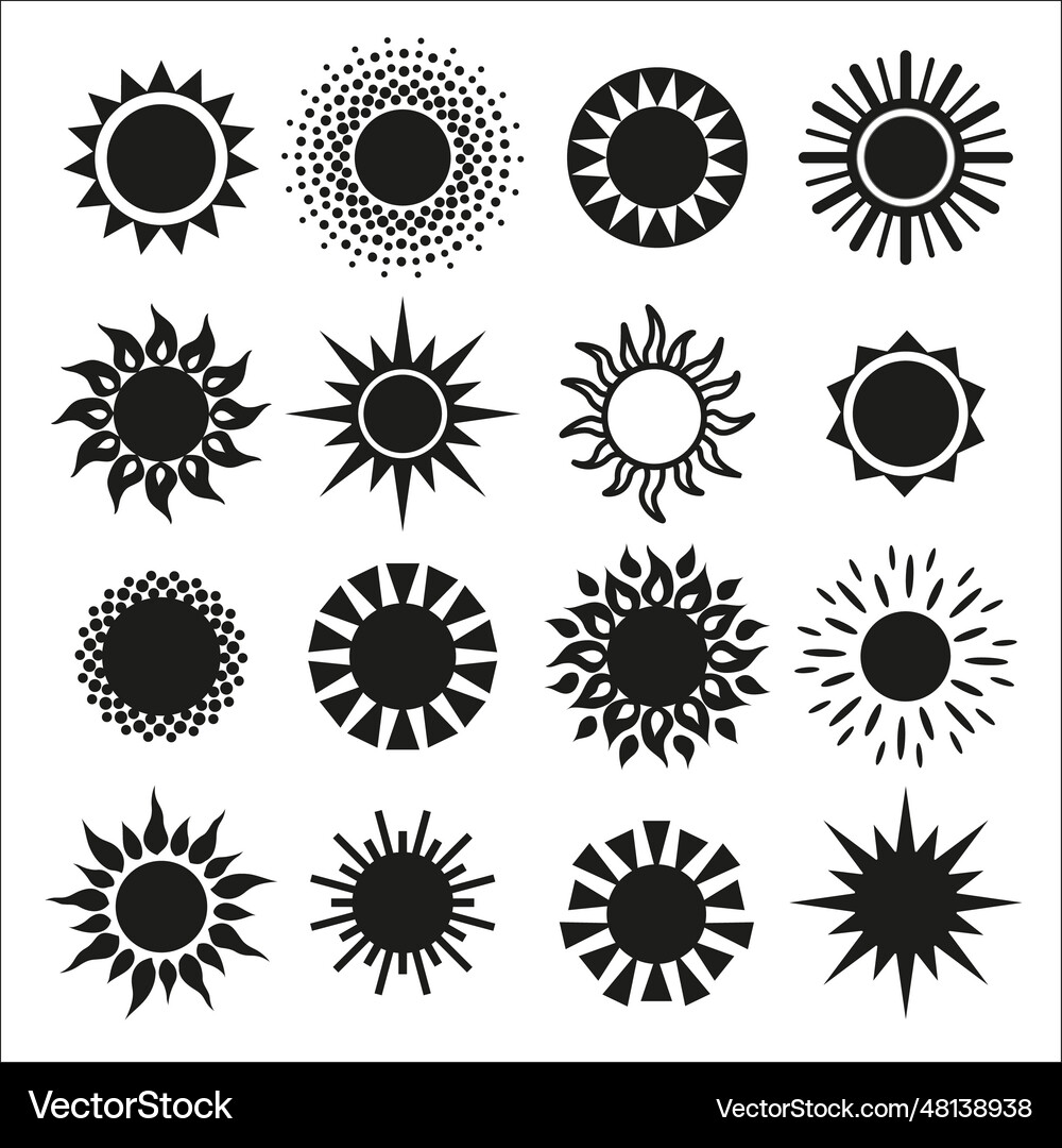 Sun icons collection on white background icon Vector Image