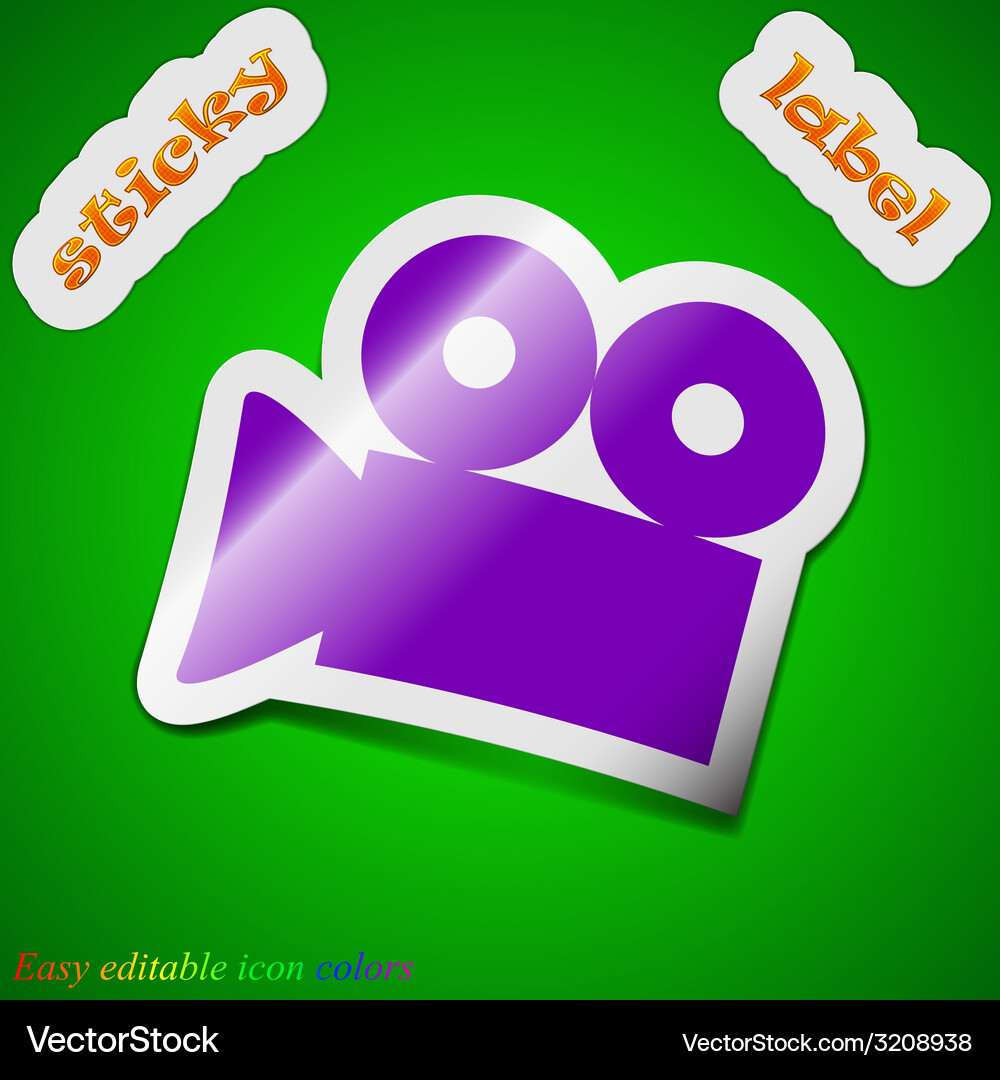 Video camera icon sign symbol chic colored sticky Vector Image