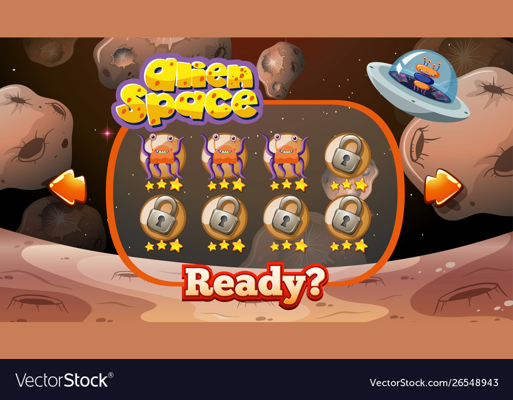 Alien space game background Royalty Free Vector Image