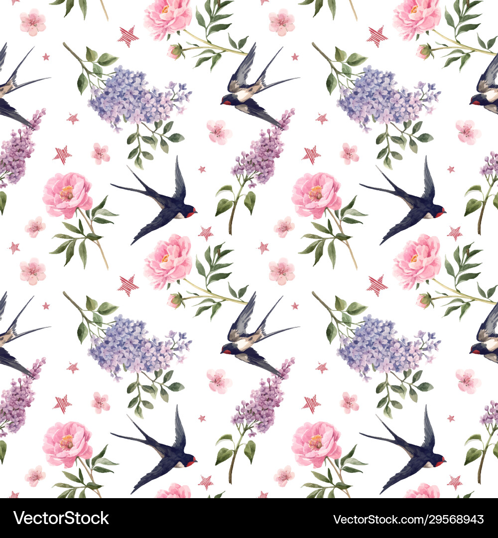 Beautiful gentle spring seamless floral Royalty Free Vector