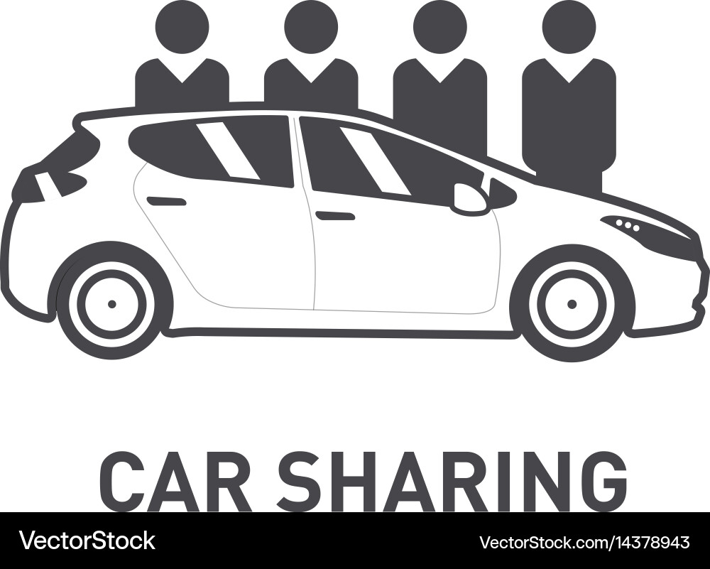 Car sharing group of people behind flat Royalty Free Vector
