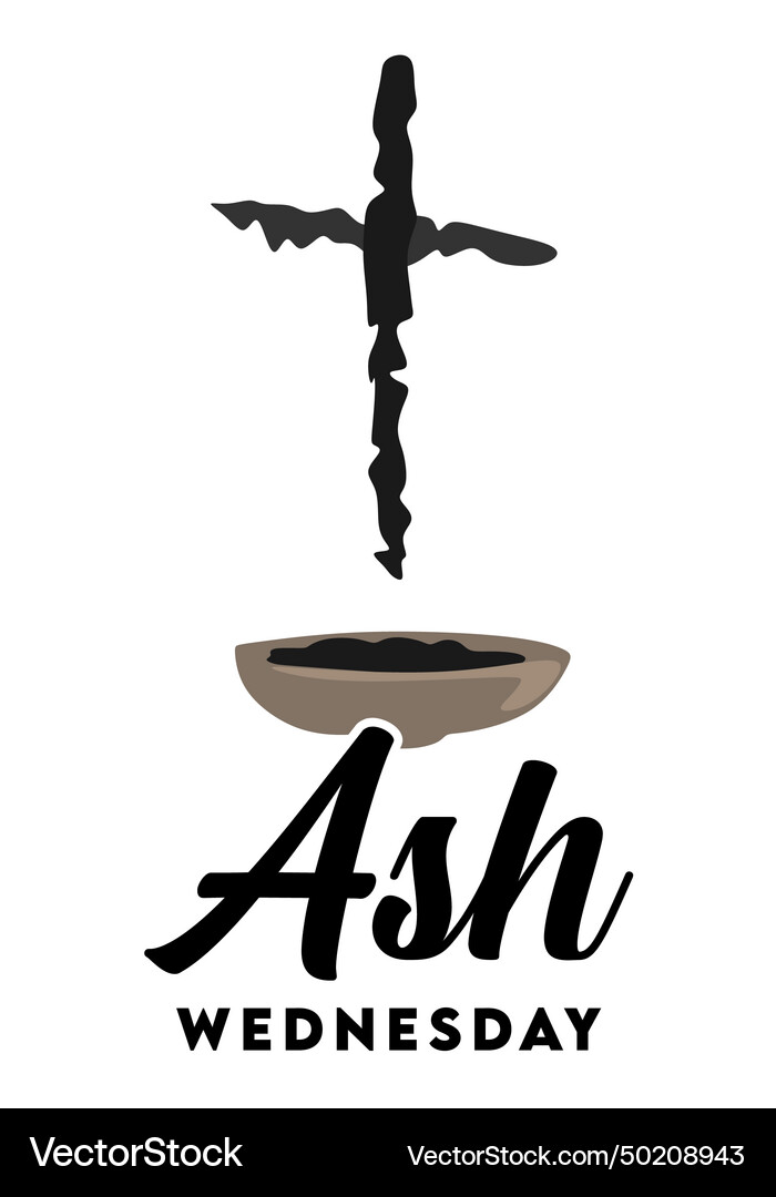 Celebrate ash wednesday with cross Royalty Free Vector Image