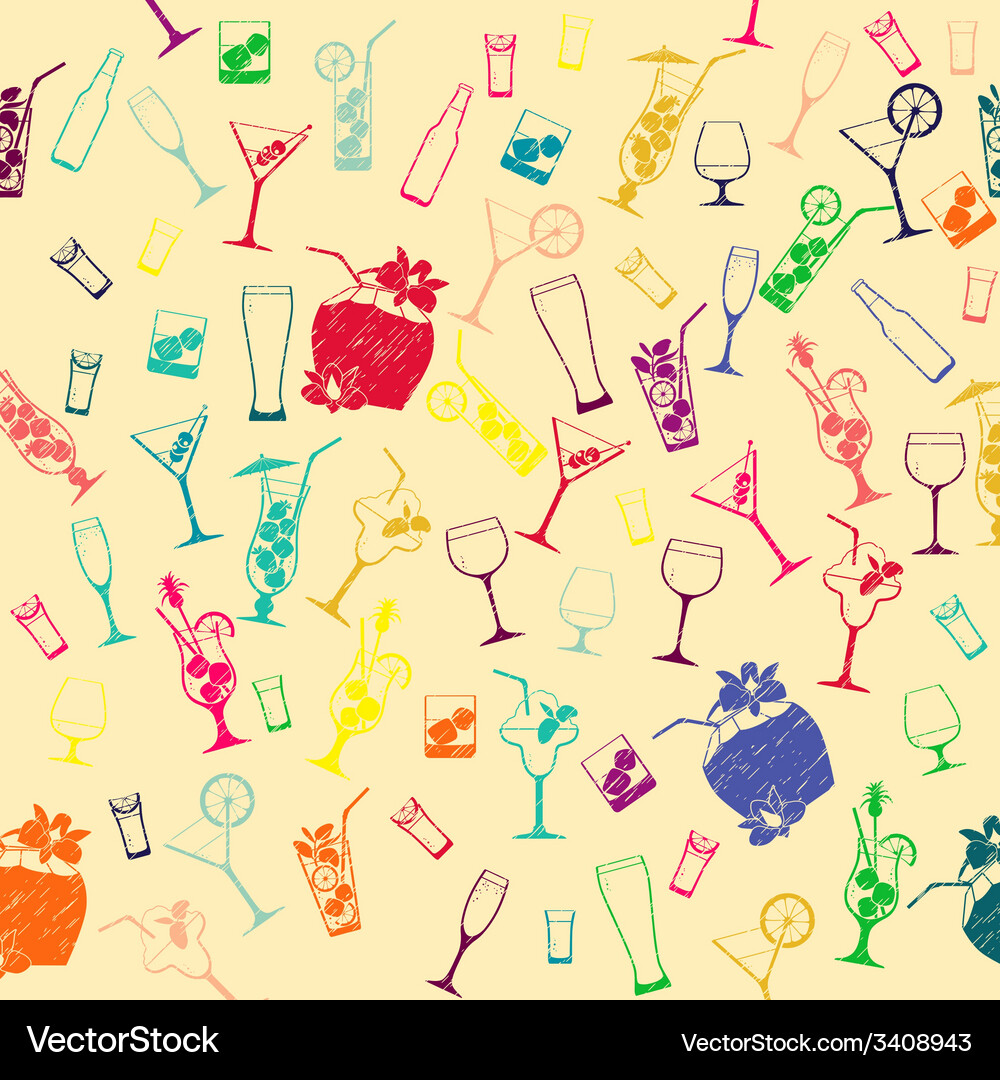 Cocktail pattern Royalty Free Vector Image - VectorStock