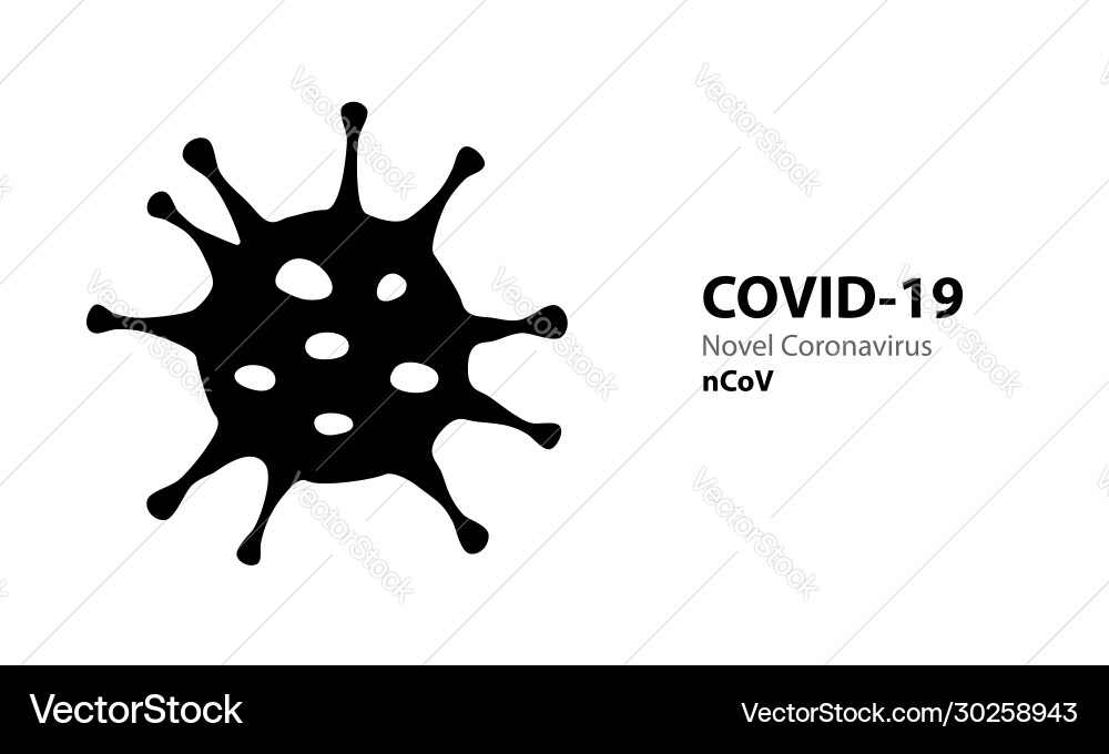 Corona virus black silhouette with text covid-19 Vector Image