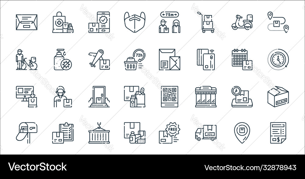Delivery line icons linear set quality line set Vector Image