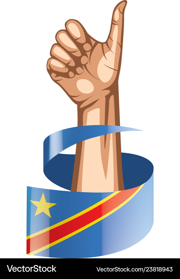 Democratic republic congo flag and hand on Vector Image