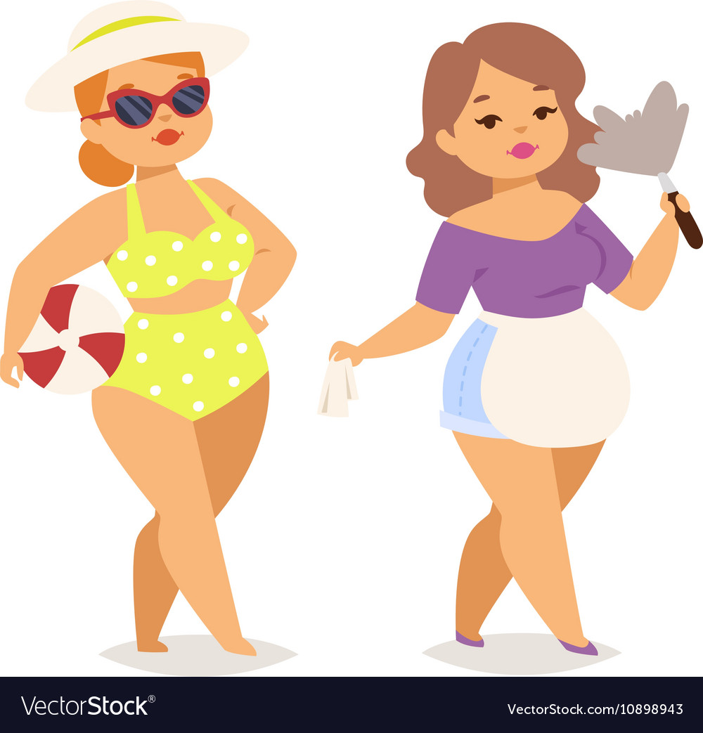 Fat Girl Character Royalty Free Vector Image Vectorstock