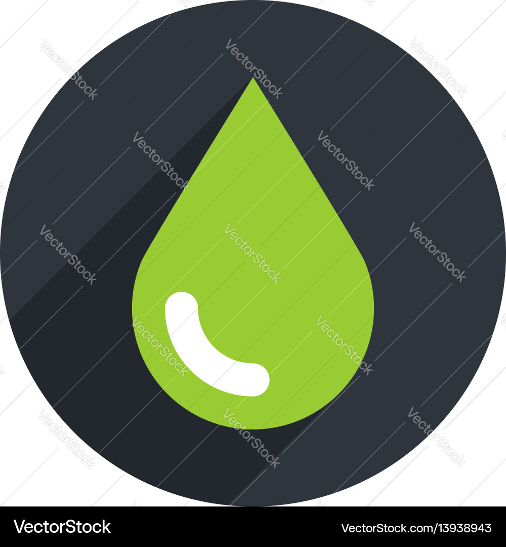 Green ecology drop sign circle icon Royalty Free Vector