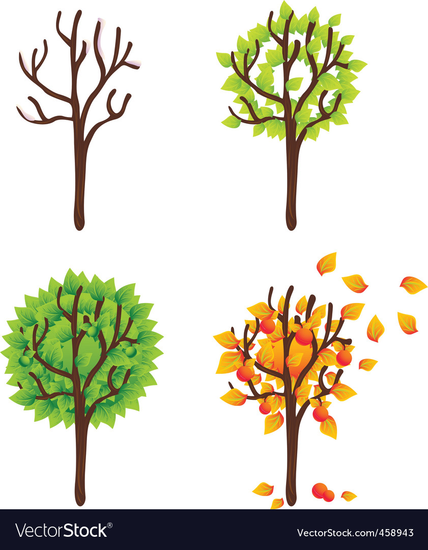 Isolated trees seasonal vector set Royalty Free Vector Image
