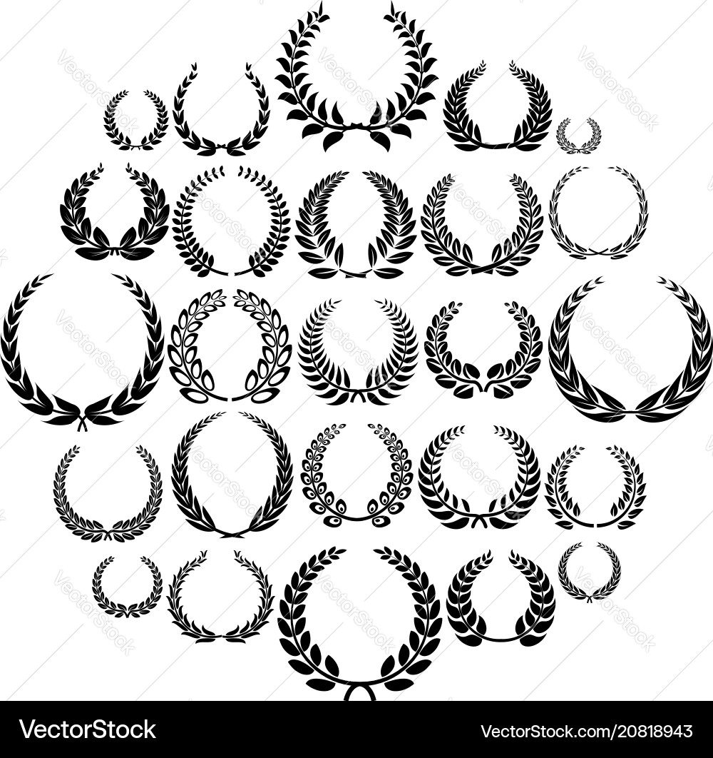 Laurel wreath icons set simple style Royalty Free Vector