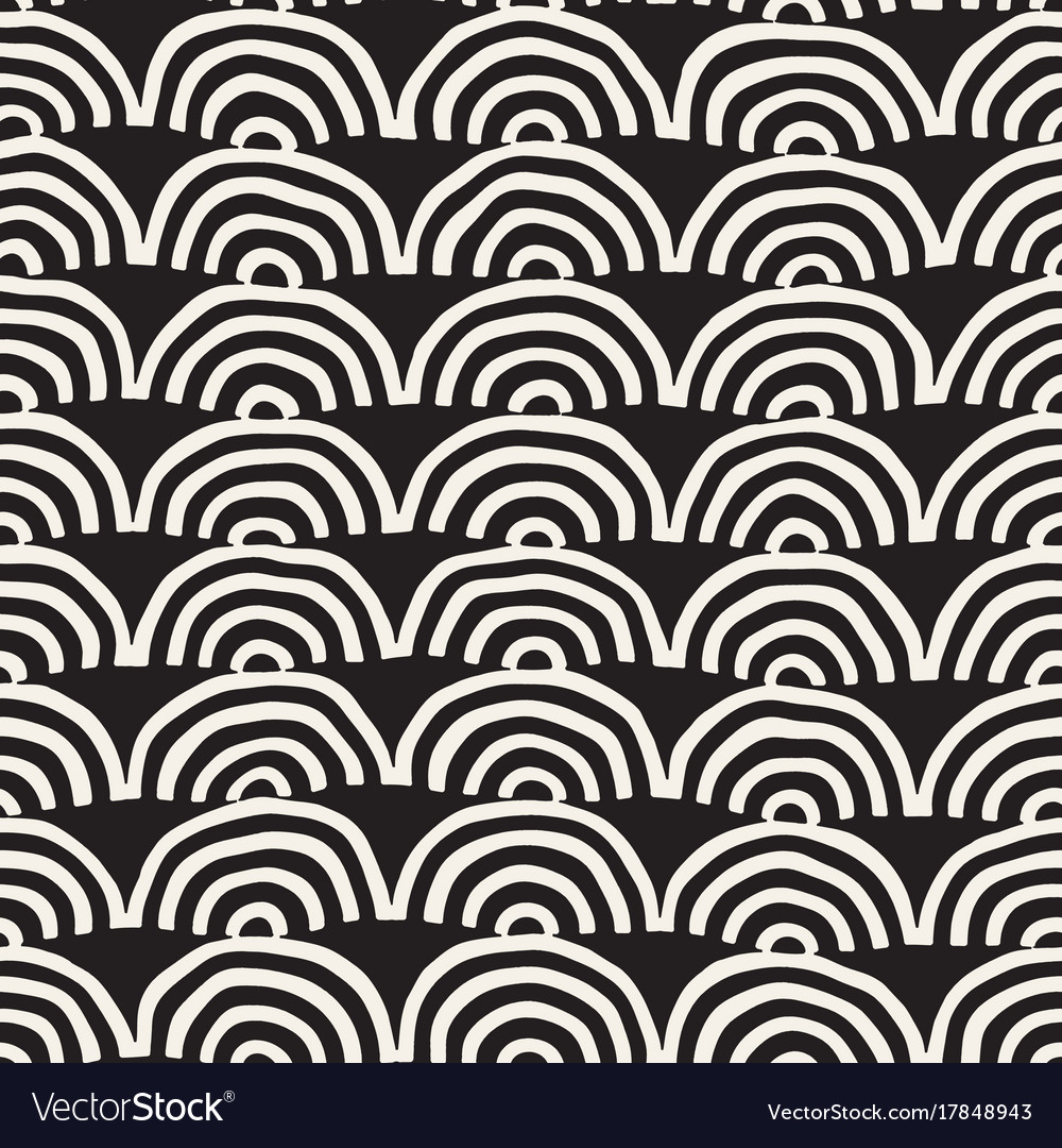 Monochrome Minimalistic Seamless Pattern With Arcs