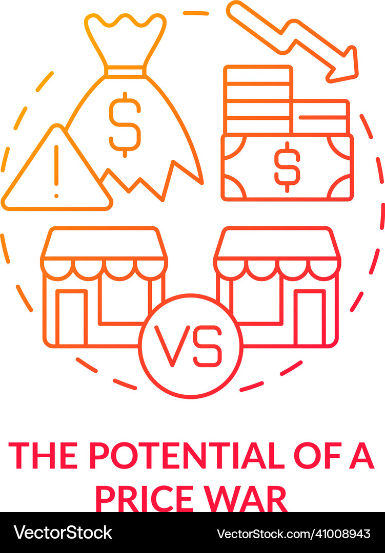 Potential of price war red gradient concept icon Vector Image