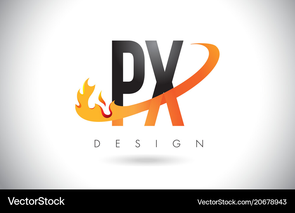 Px p x letter logo with fire flames design Vector Image