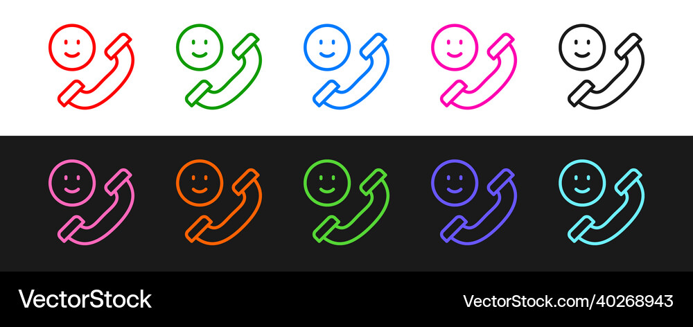 Set line incoming call on mobile phone icon Vector Image