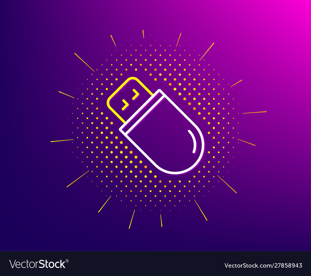 Usb Stick Line Icon Computer Memory Component Vector Image