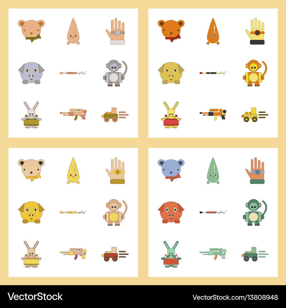 Assembly flat icons kids toys Royalty Free Vector Image