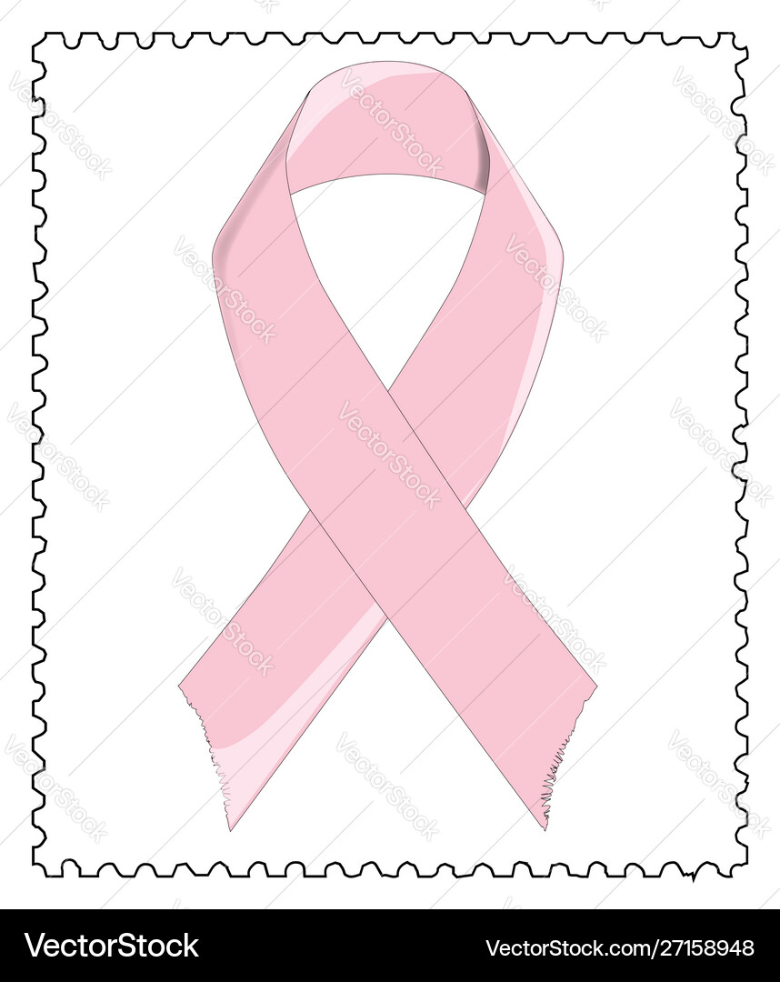 Breast awareness ribbon stamp Royalty Free Vector Image