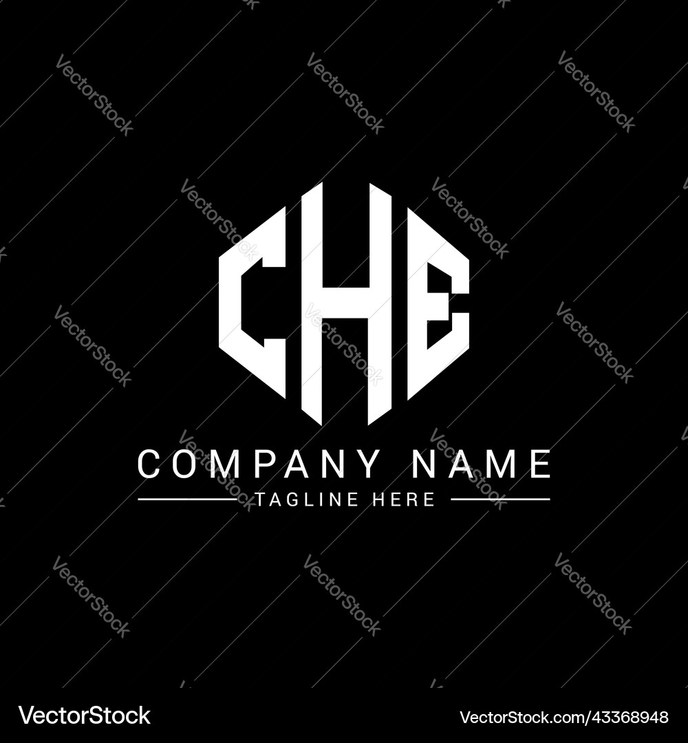CHE Monogram Logo - Hexagon & Cube Royalty Free Vector