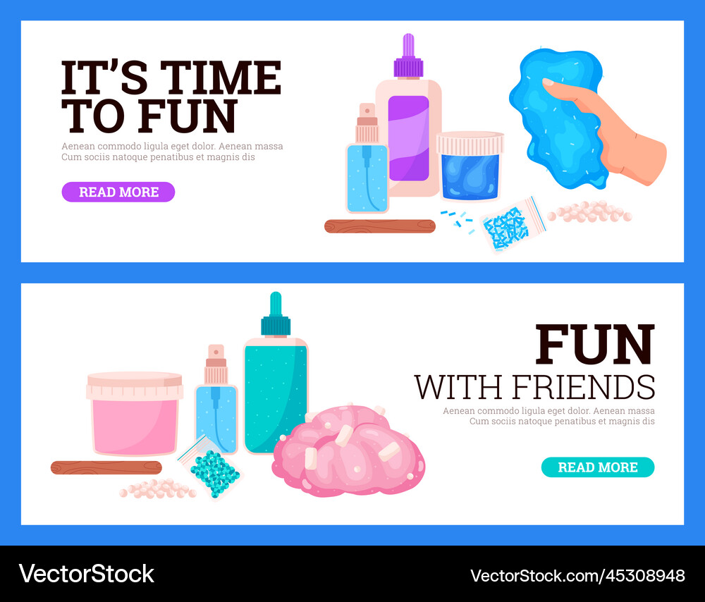 Colorful banners or flyers with polymer slimes Vector Image