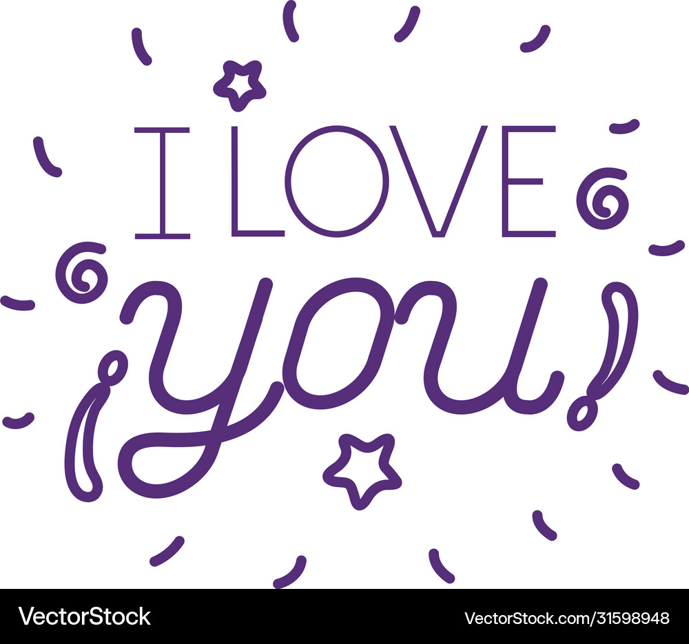 I love you text line style icon design Royalty Free Vector