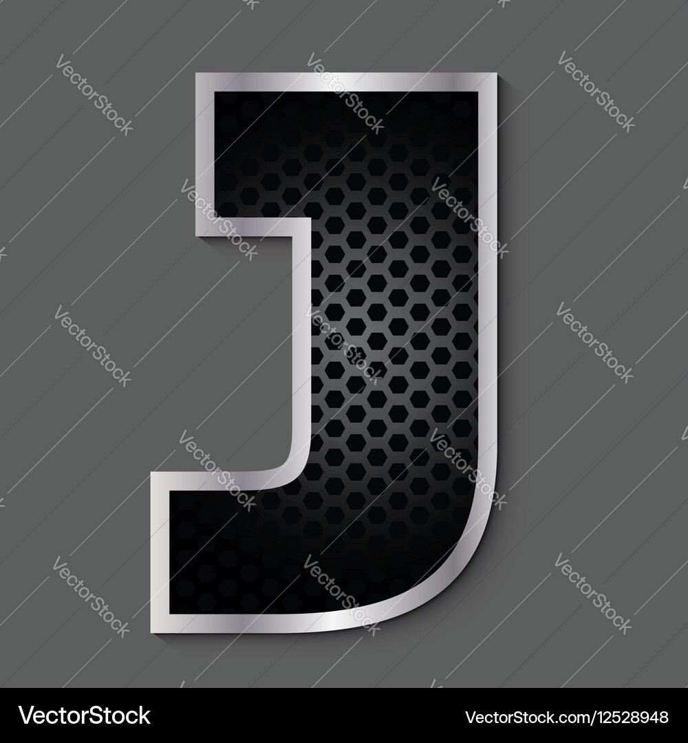 Metal grid font - letter j Royalty Free Vector Image