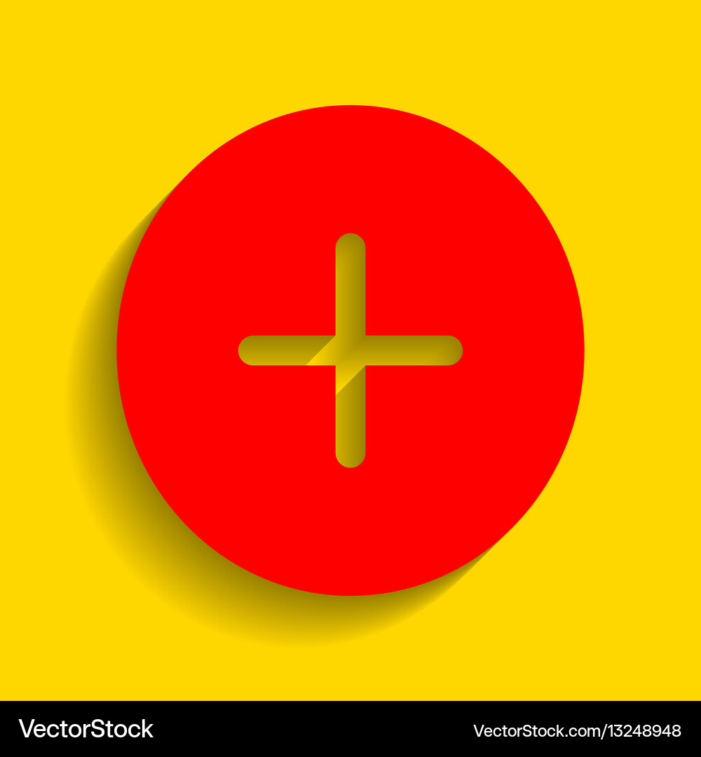 Positive symbol plus sign red icon Royalty Free Vector Image