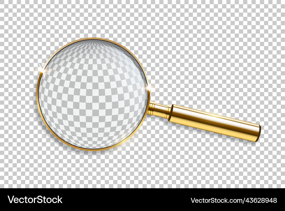 Realistic golden magnifier isolated Royalty Free Vector