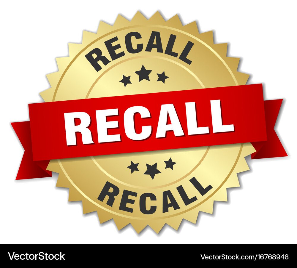 Recall round isolated gold badge Royalty Free Vector Image