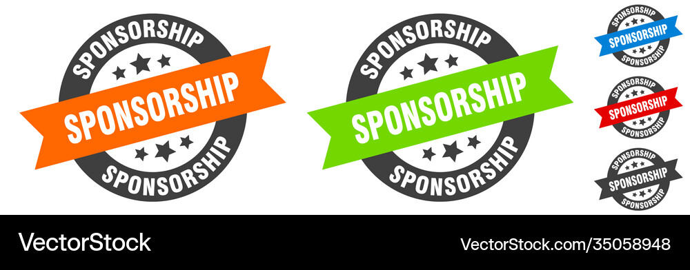 Sponsorship stamp round ribbon Royalty Free Vector Image