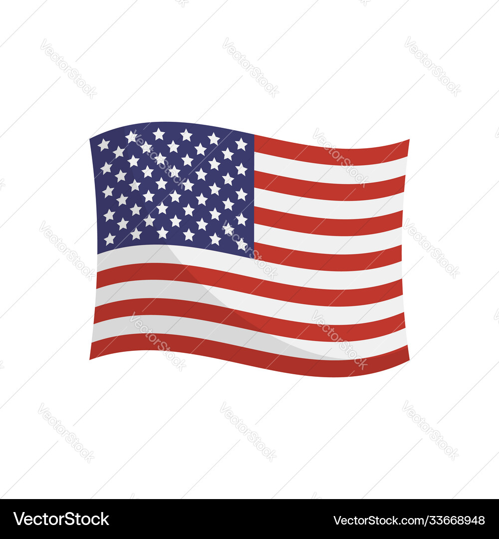 Usa flag on white background cartoon Royalty Free Vector