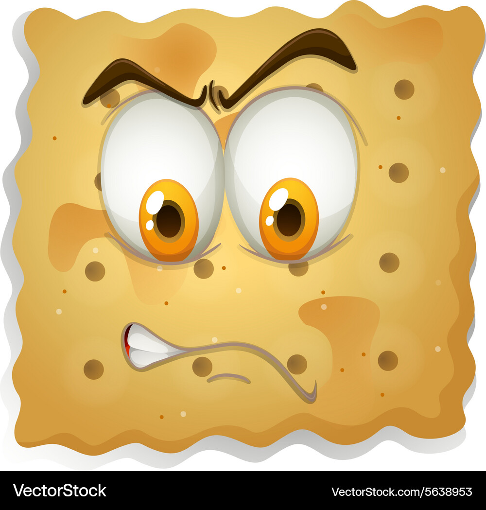 Angry face on cookie Royalty Free Vector Image