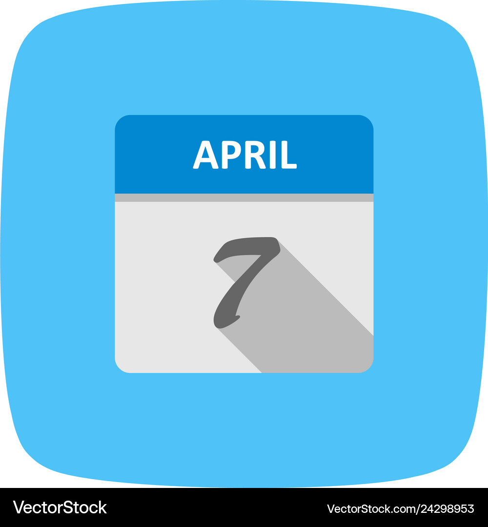 April 7th date on a single day calendar Royalty Free Vector