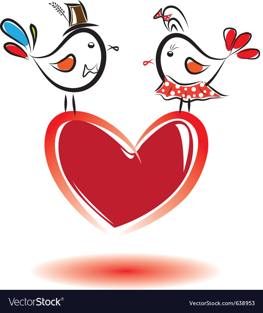 Birds with love valentine day Royalty Free Vector Image