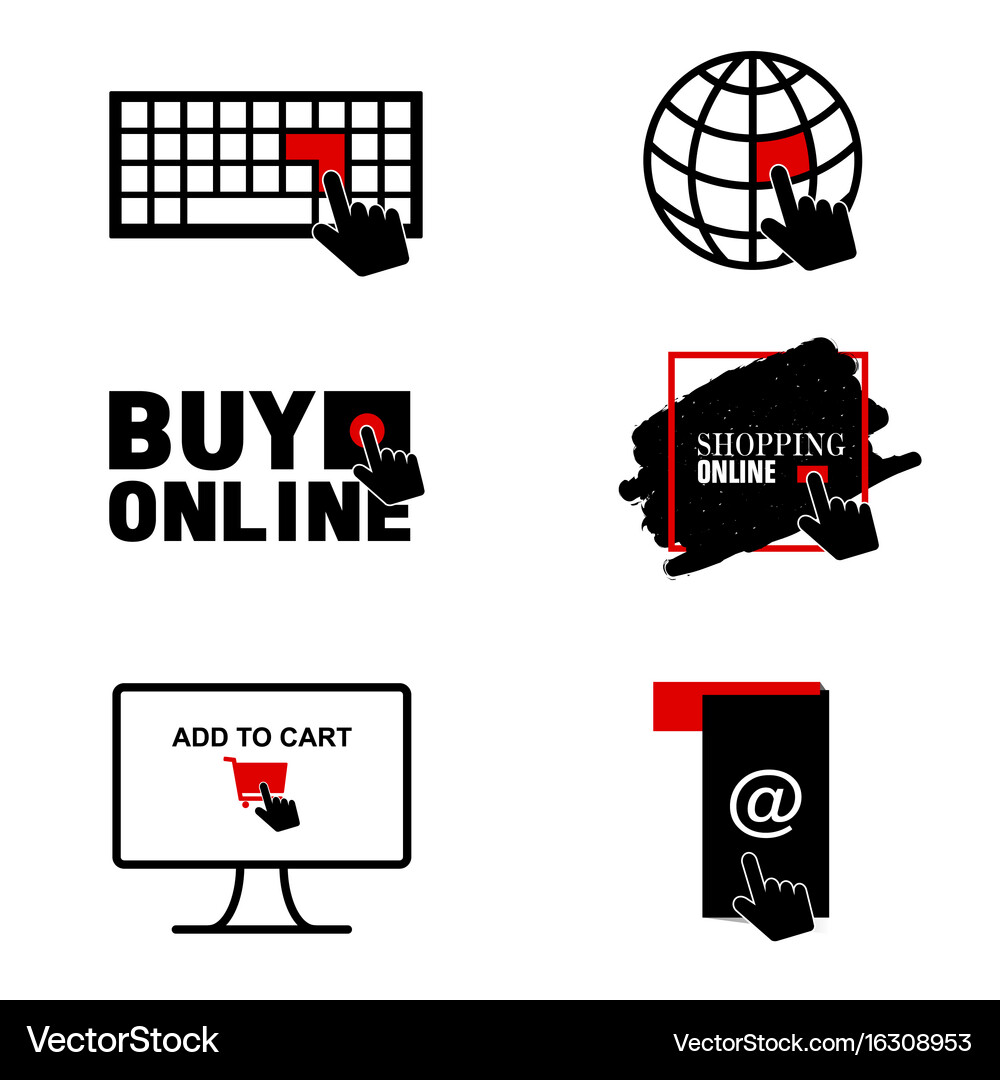 Buy online shopping icon set Royalty Free Vector Image