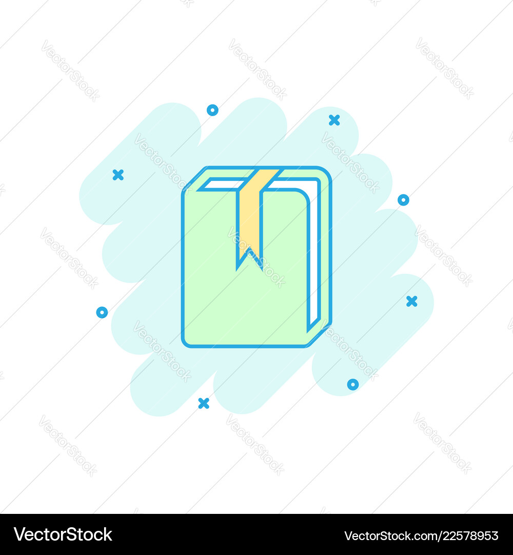 Cartoon book library icon in comic style Vector Image