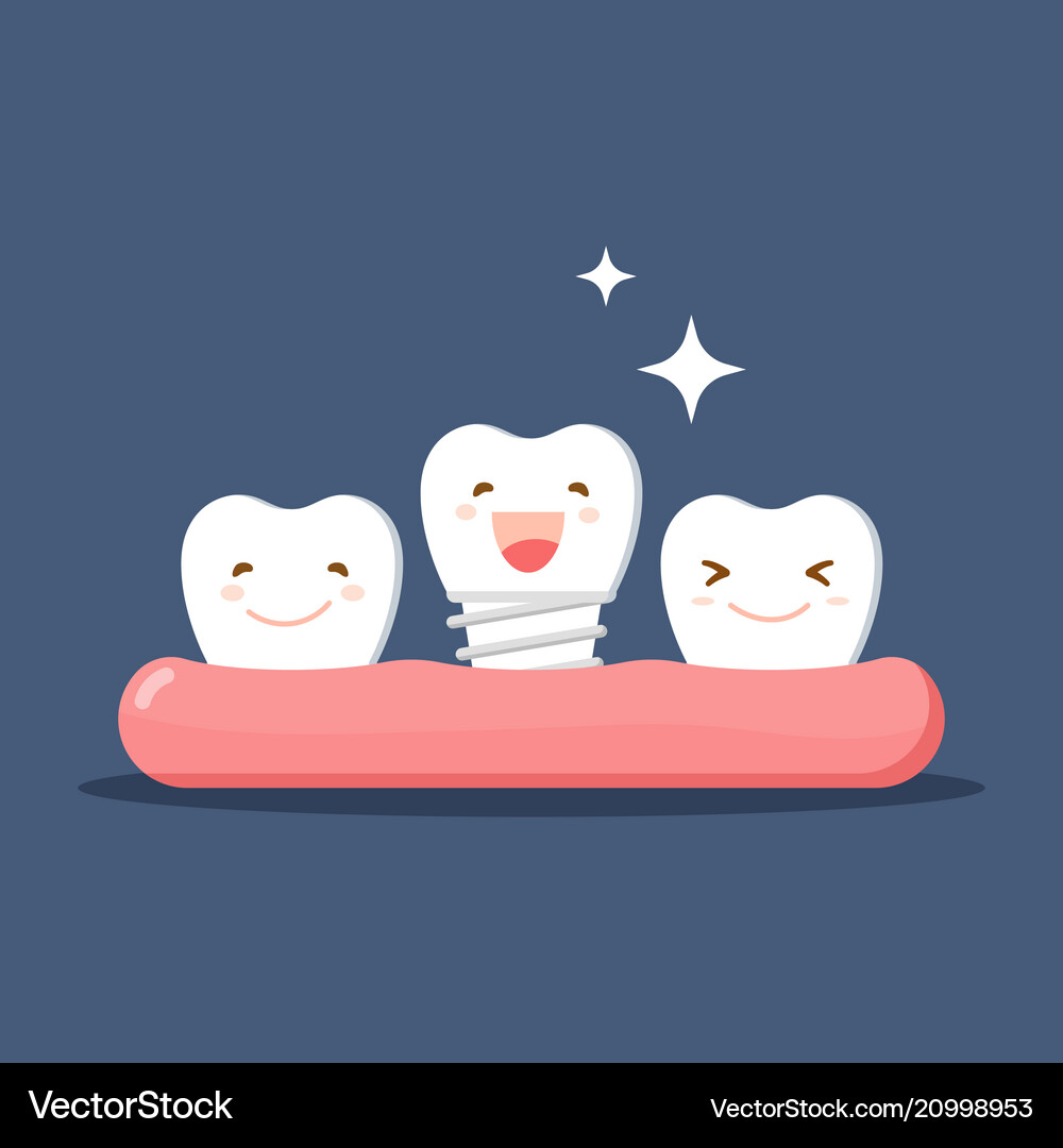 Cartoon white teeth happy with denture or Vector Image