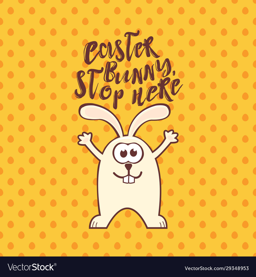 Easter greeting card with rabbit and text Vector Image