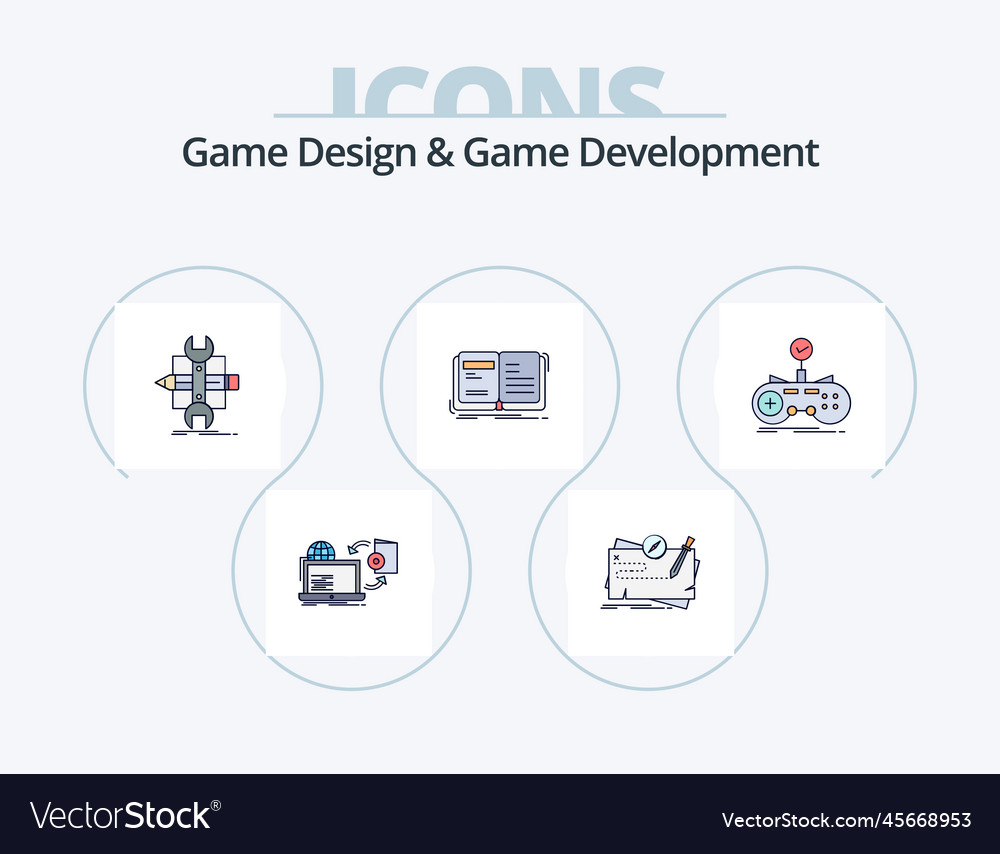 Game design and development line filled icon Vector Image