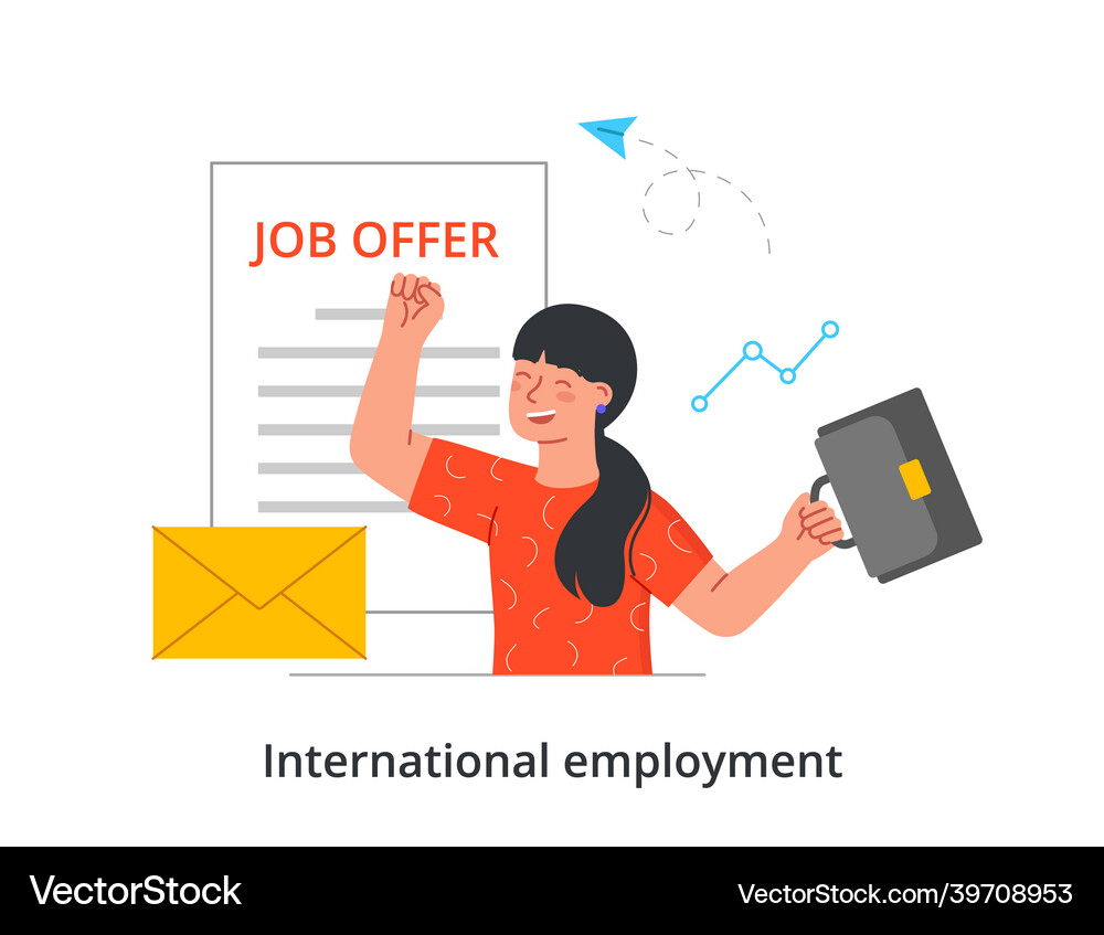 Girl received invitation to work Royalty Free Vector Image