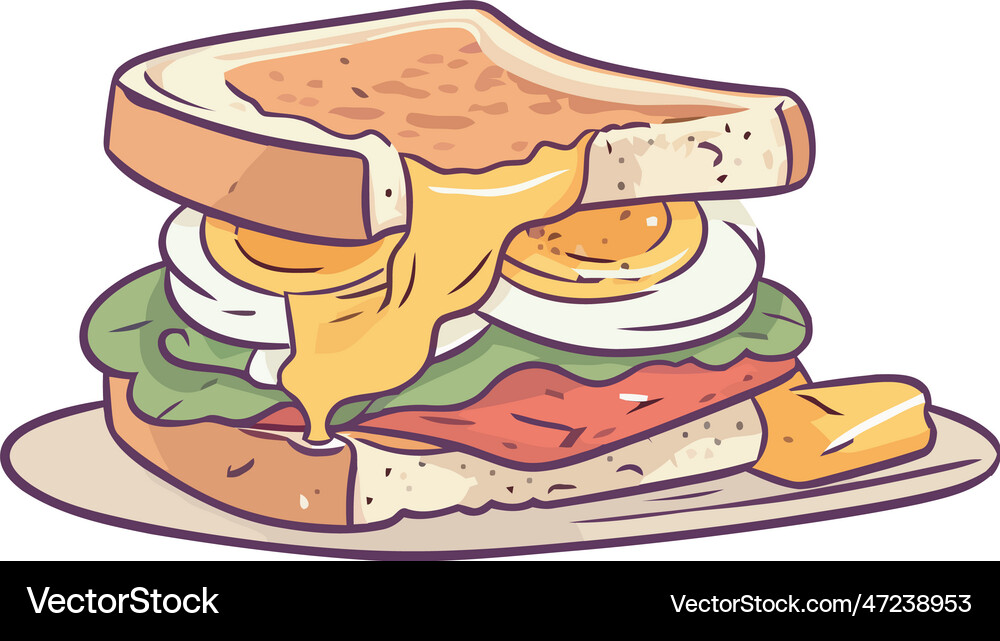 Grilled meat cheese and veggies stacked Royalty Free Vector