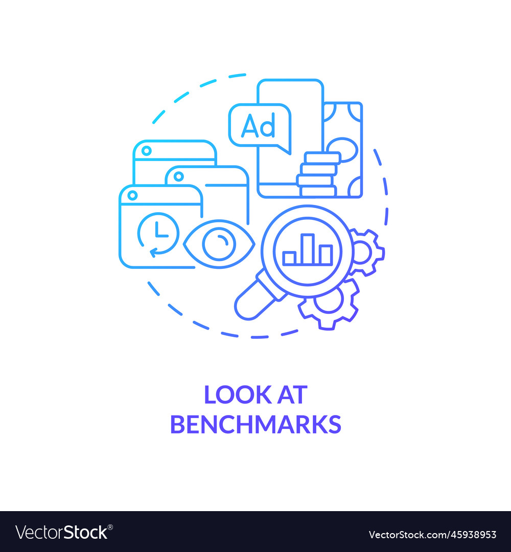 Look at benchmarks blue gradient concept icon Vector Image