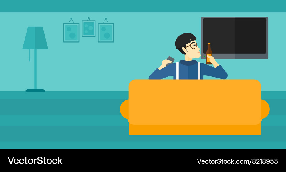 Man watching tv Royalty Free Vector Image - VectorStock
