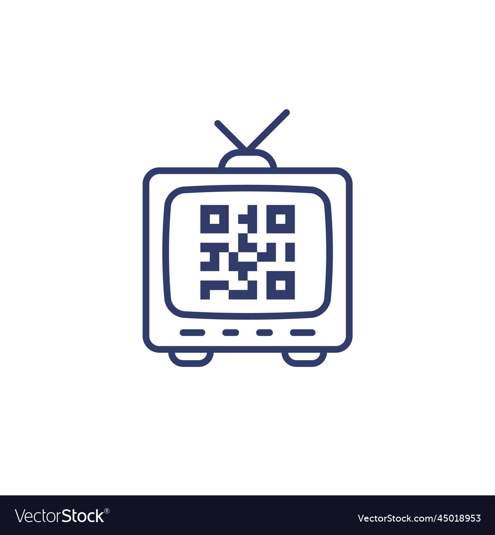 Old tv and qr code line icon Royalty Free Vector Image Old tv and qr code line icon Royalty Free Vector Image