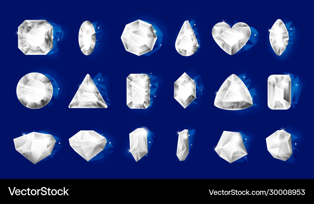 Realistic diamonds jewel stones Royalty Free Vector Image