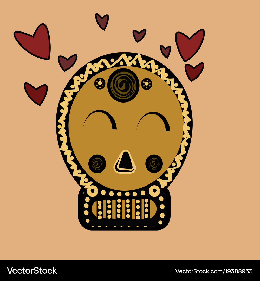 Skull in love ironic icon Royalty Free Vector Image