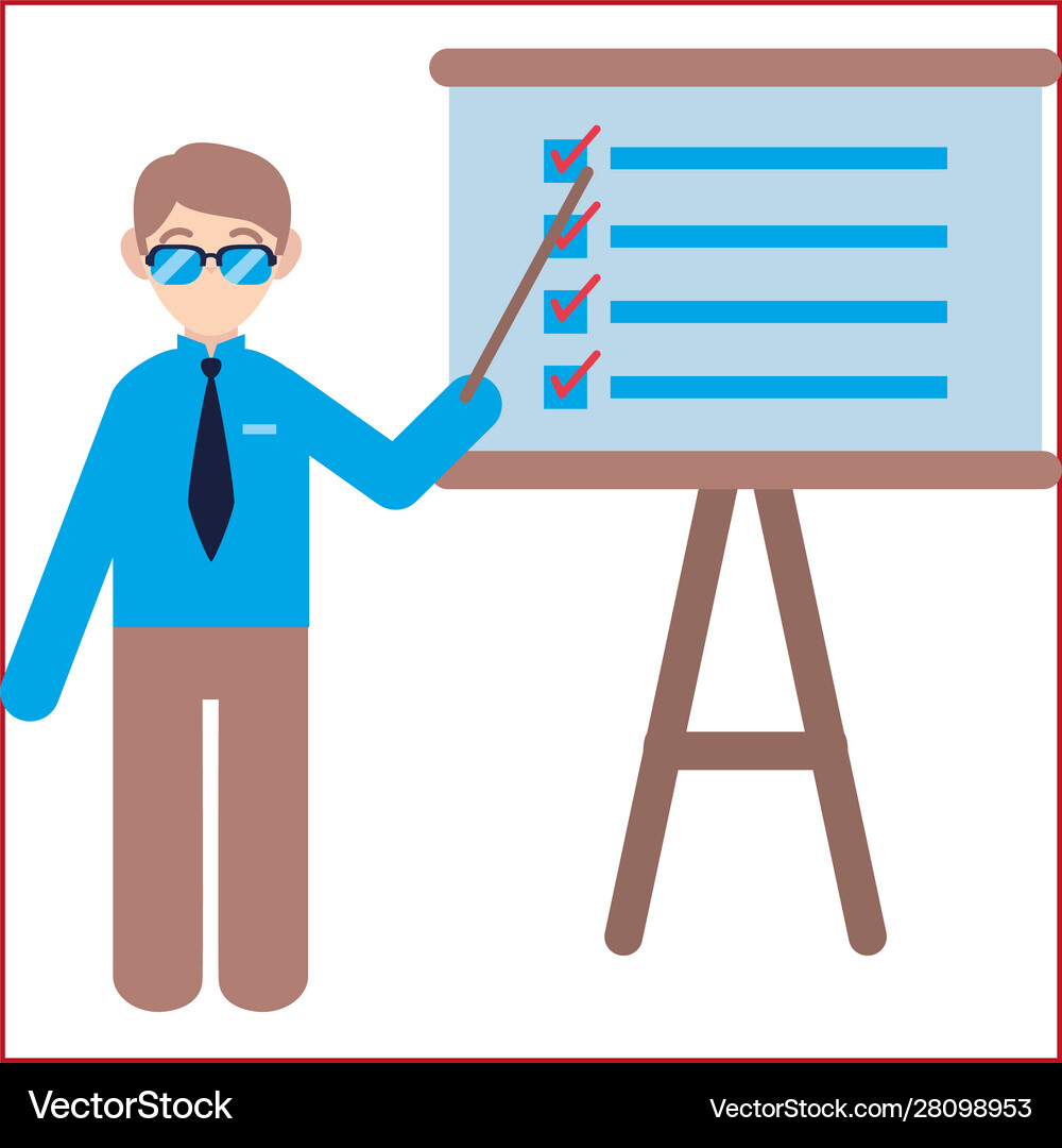 Teacher man with chalkboard flat style icon Vector Image