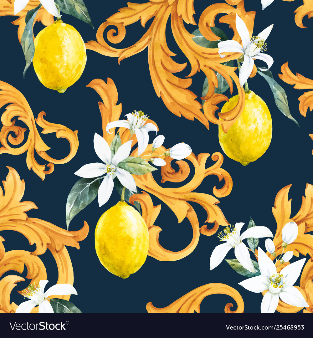 Watercolor lemon seamless pattern Royalty Free Vector Image